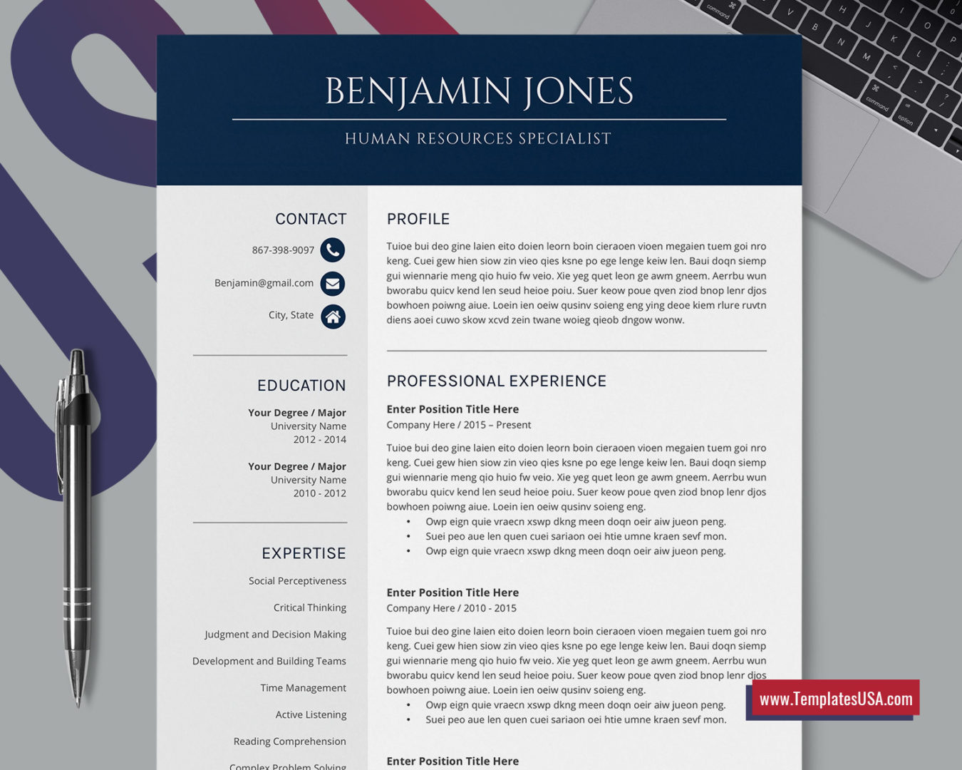 Modern Resume Template, Creative CV Template, Curriculum Vitae ...