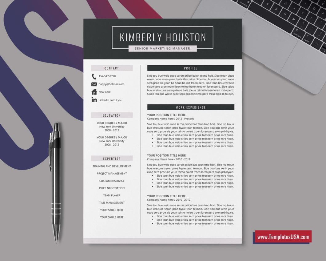 Professional CV Template for MS Word, Cover Letter, Curriculum Vitae ...