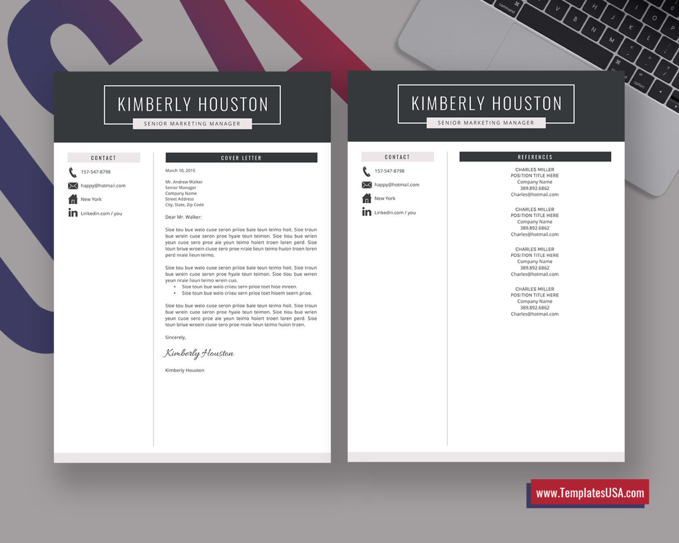 Professional CV Template for MS Word, Cover Letter, Curriculum Vitae ...