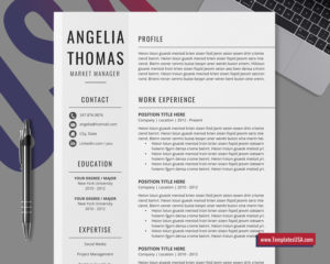 Minimalist Resume Template for MS Word, Simple CV Template Design ...